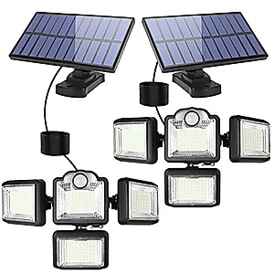 Awaydark Solar Lights Outdoor Motion Sensor Flood Light - Solar Powered Security Lights Outside Waterproof with 4 Lighting Mode Indoor Lights for House - Led Wall Light with Remote & Cord