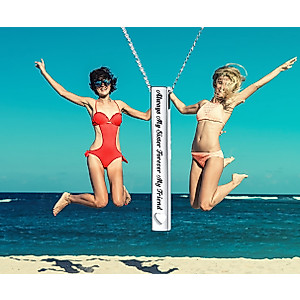 Rnivida Sister Gifts from Sister, Always My Sister Forever My Friend Bar Pendant Necklace, Sister Presents Christmas Birthday Jewelry Gift for Sisters (Sister - Silver)