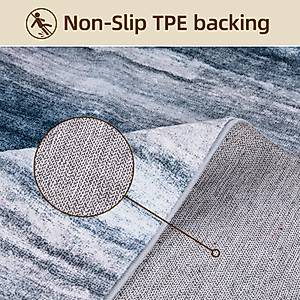 UMBFUN 2x3 Washable Rug Non-Slip, Modern Abstract Navy Rug Indoor Door Mat Throw Carpet As Home Decor for Bedroom Kitchen Bathroom Entryway