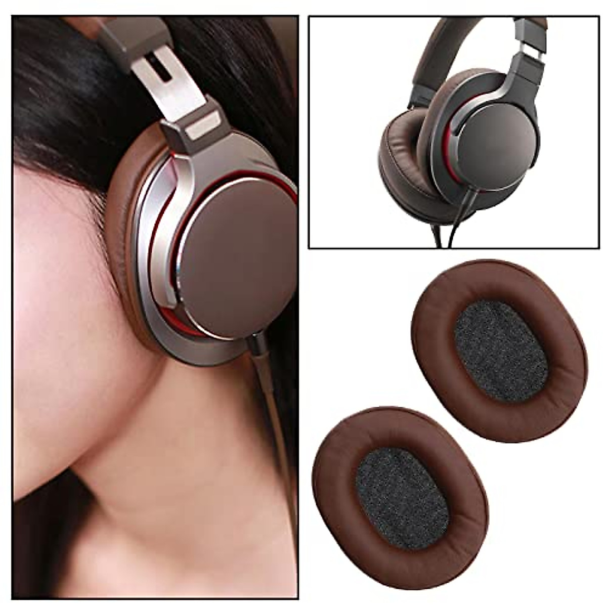 Pair of Ear Pads Earmuffs Protein Leather Foam Replacement Ear Cushions Compatible with ATH-MSR7 MSR7B MSR7NC MSR7SE MSR7BT Headset