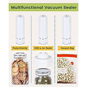 Electric Mason Jar Vacuum Sealer, SEANCHEER Food Saver Jar Sealer Kit for Wide Mouth and Regular Mouth Mason Jars with Electric Vacuum Pump for Food Storage and Fermentation (No Opener Required)