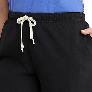Hanes Essentials Drawstring, Cotton Women, Adjustable Shorts, Black, 2X Large