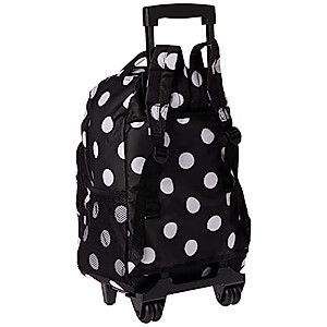 Rockland Double Handle Rolling Backpack, Black Dot, 17-Inch