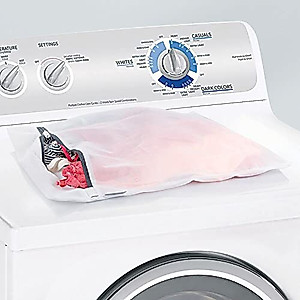 mDesign Medium Laundry Mesh Wash Bag - Fine Weave Fabric, Zipper Closure, Washing Machine, and Dryer Safe, Protect Lingerie, Delicates, Underwear, Bras, Leggings - Reusable - Great Travel Bag - White