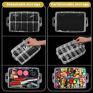 Teenyyou 4 Pcs 3 Tier Stackable Craft Organizers and Storage Bead Organizers with 30 Adjustable Compartments Storage Box Jewelry Making Organizers and Storage for Arts, Jewelry, Dolls, Washi Tape