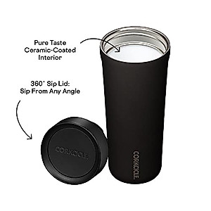 Corkcicle Commuter Cup Insulated Stainless Steel Leakproof Travel Coffee Mug Keeps Beverages Cold for 9 Hours and Hot for 3 Hours, Snowdrift, 17 oz
