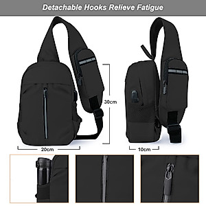 Donason Sling Backpack Crossbody Men Outdoor Travel Hiking Anti Theft Pocket Daypack, Small Chest Bag with USB Charging Port