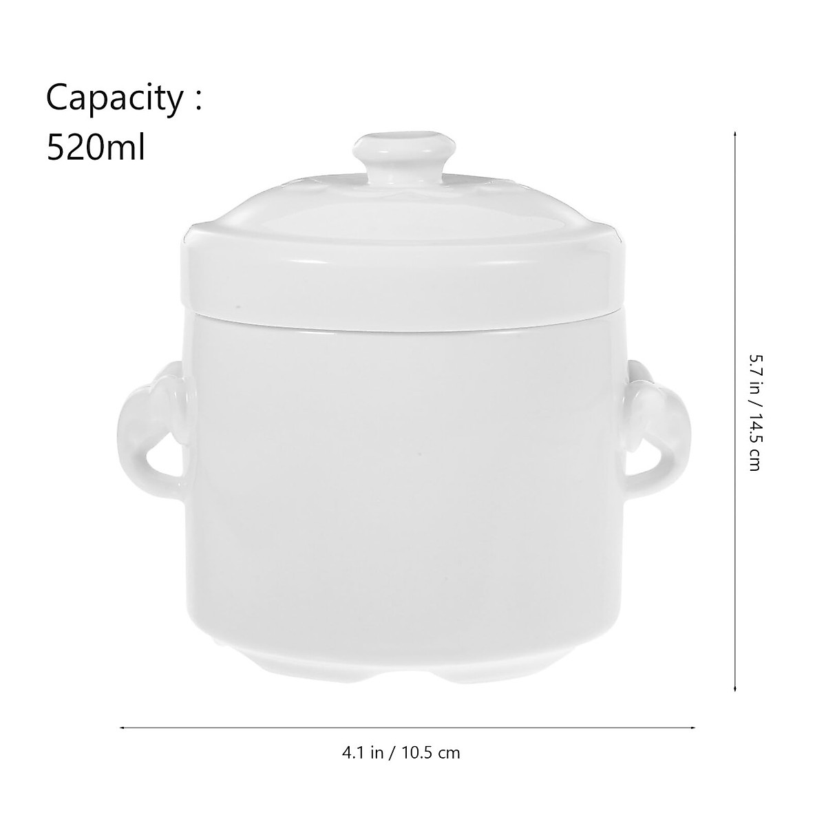 HEMOTON White Ceramic Stew Pot with Lid Steam Soup Bowl with Handles Steaming Cup Soup Noodle Bowl Stockpot Cookware for Egg Custard Medicinal and Birds Nest