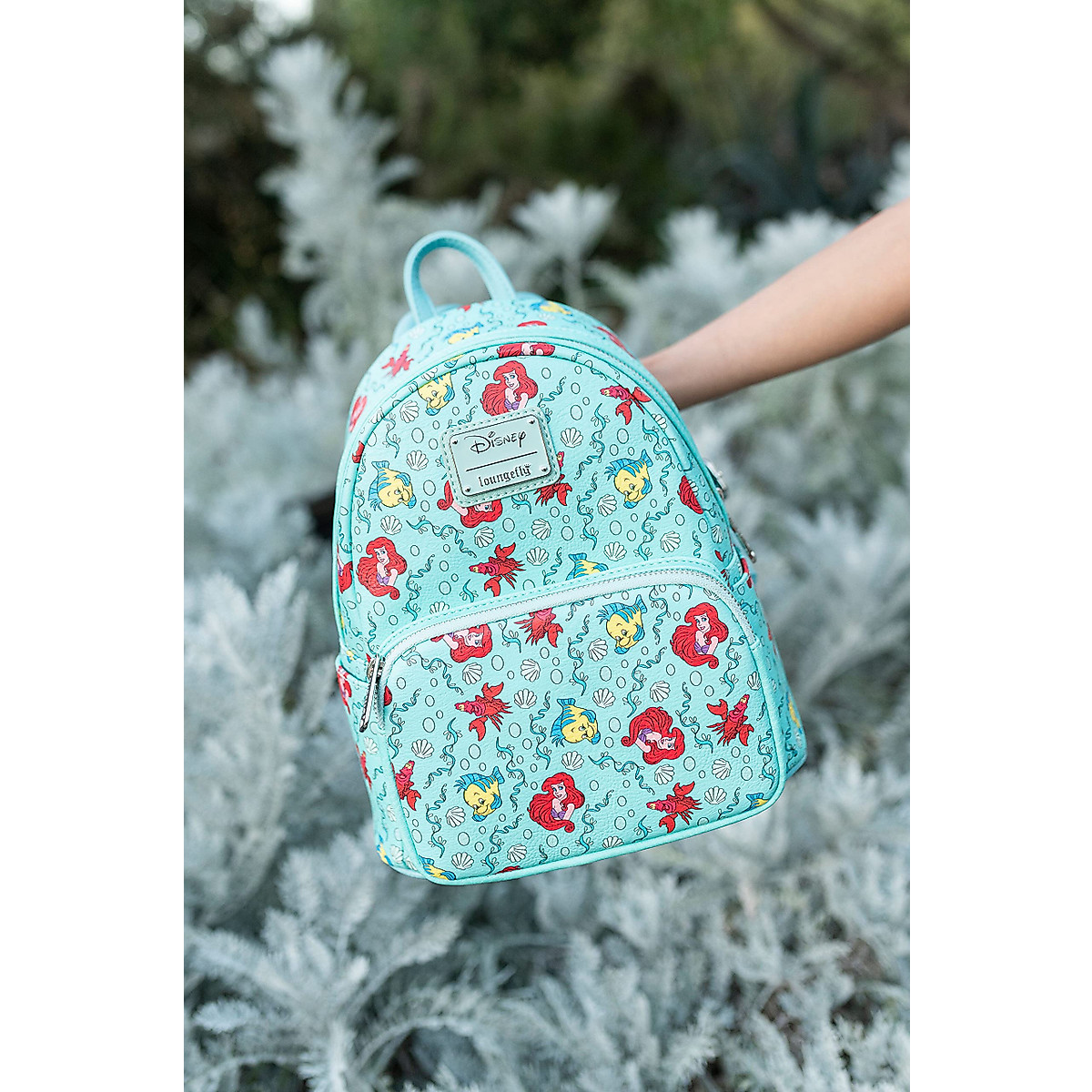 Loungefly x Disney Little Mermaid Ariel, Flounder and Sebastian AOP Backpack