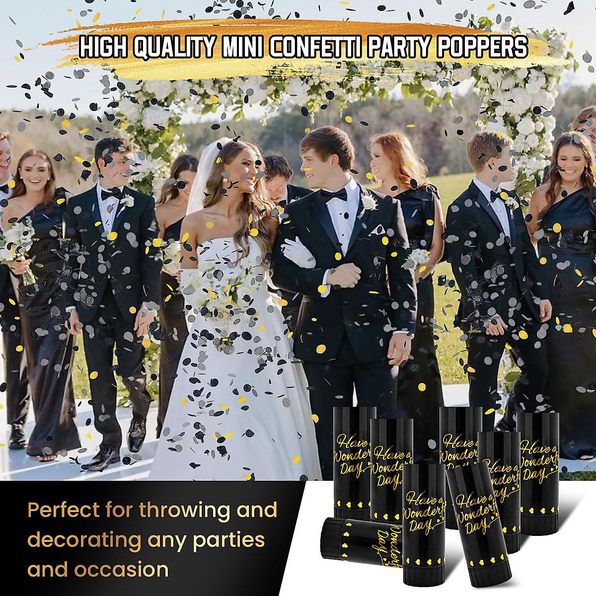 Confetti Poppers Party Cannon 8pcs Small Party Poppers Confetti Cannon for Wedding Birthday Graduation Baby Shower Anniversary Christmas New Year's Party Celebrations Supplies Paper Poppers for Kids