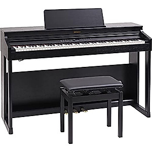 Roland RP701 88-Key SuperNATURAL Classic Digital Piano, with Bench & Stand, Black Bundle with Studio Monitor Headphones