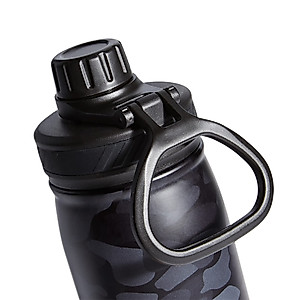 adidas 600 ML (20 oz) Metal Water Bottle, Hot/Cold Double-Walled Insulated 18/8 Stainless Steel, Nomad Camo Grey-Carbon/White/Black, One Size