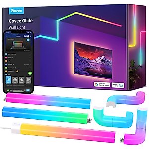 Govee Glide RGBIC LED Wall Lights, Music Sync Home Decor LED Light Bar for for Gaming TV Bedroom Streaming, Multicolor Customizable, 9 Pcs and 6 Corners