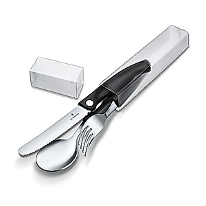 Victorinox Swiss Classic Paring Knife, Fork and Spoon Set Black 3 piece