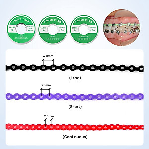 Orthodontic Braces Rubber Chains Power Chains, Dental Rubber Chains Power Chains for Braces,Orthodontic Spool Elastic Rubber Band C/S/L 4.5M (C,Pink)