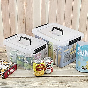 Yubine 2 Pack Clear Plastic Storage Box, Latching Bin with Lid and Handle (12 Quart &6 Quart)