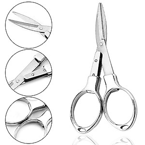 maxin Scissors,4 Pcs Folding Scissors, Stainless Steel Telescopic Cutter Scissors Folding Safety Scissors Trip Scissors for Home,Office,School, Camping