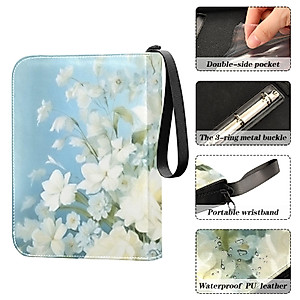 PYBUG Butterfly Trading Card Binder with Nylon Strap 4-Pocket Waterproof PU Leather Card Collection Binder for 400 Cards Sturdy Card Holder Folders for Game Cards,Sports Cards
