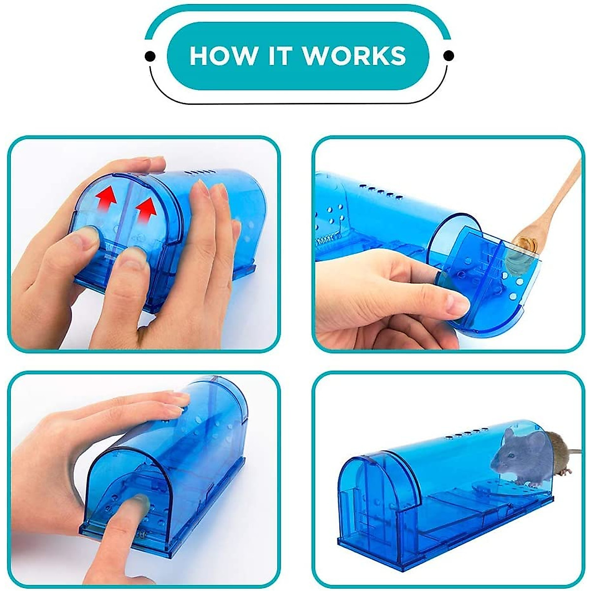 Mouse Traps, Humane Mouse Trap, Easy to Set, Mouse Catcher Quick Effective Reusable and Safe for Families (4)