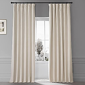 HPD HALF PRICE DRAPES Blackout Solid Thermal Insulated Window Curtain 50 X 96 Signature Plush Velvet Curtains for Bedroom & Living Room (1 Panel), VPYC-SBO198593-96, Diva Cream