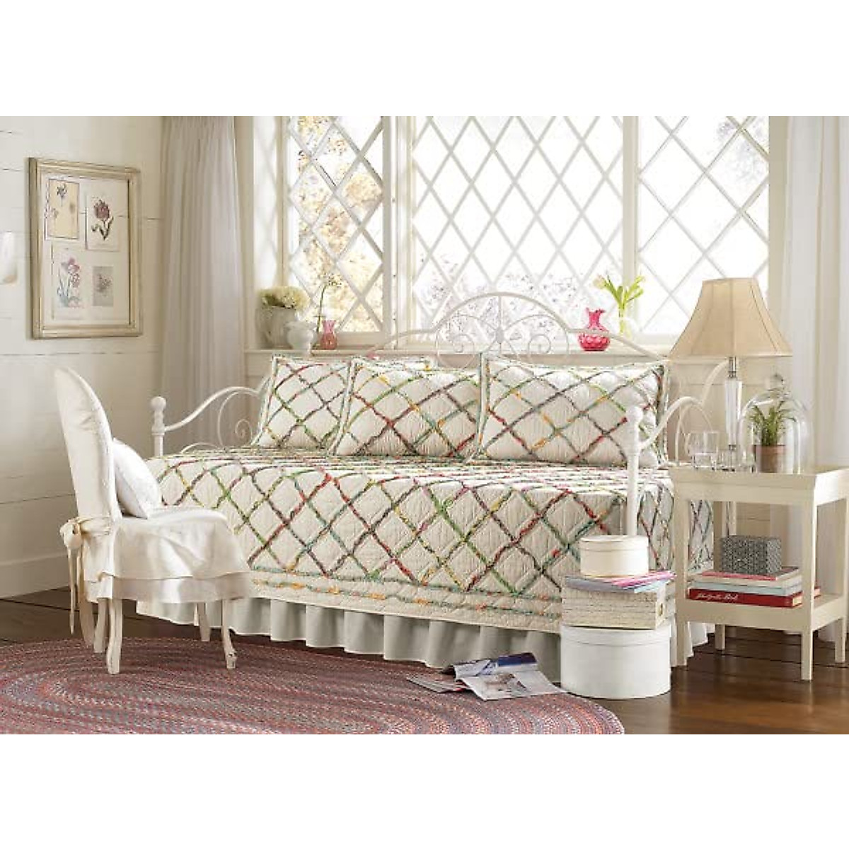 Laura Ashley Home - Standard Sham, Soft Cotton Bedding with Envelope Closure, Pre-Washed Home Decor for Added Softness (Ruffle Garden Cream, 20" x 26")