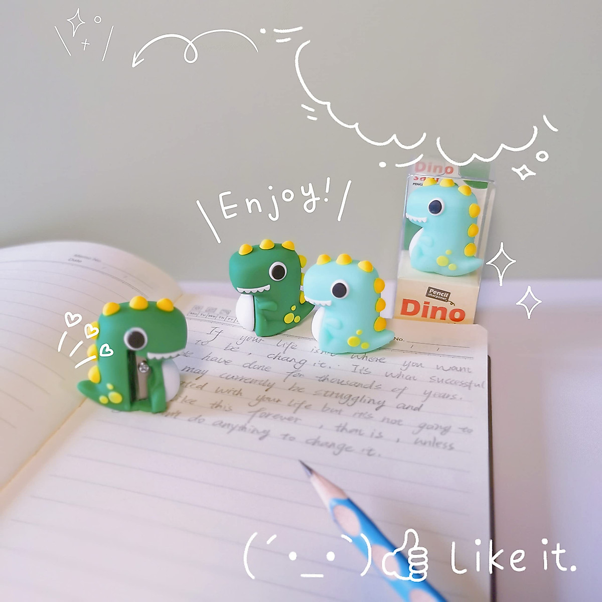 JUSIMON 4 PCS 12PCS Cute Pencil Sharpener Kawaii Manual Pencils Sharpeners Kids Cute Kawaii Pencil Sharpener Stationery for Office Home School Supplies (12pcs bennies)