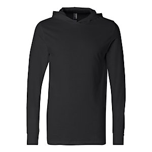 Bella + Canvas Unisex Jersey Long-Sleeve Hoodie, Small, BLACK