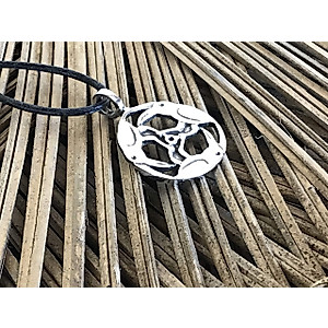 Pewter Triple Raven Poe Gothic Pendant on Leather Necklace