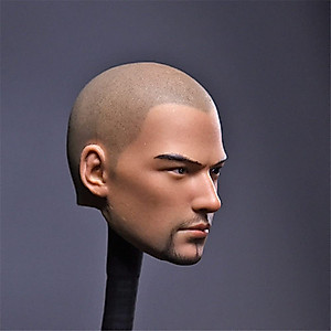 1/6 Scale Male Head Sculpt, Asian Male Bald Head Carved for 12'' Soldier Action Figure Body Doll Collection (Holy Monk Head Sculpture)