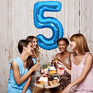 Number 4 Balloon 40 Inch Large Size Blue Jumbo Digit Mylar Foil Helium Blue Balloons for 4th Birthday Party Number 4 14 40 Balloons 4 Years Birthday Party Decorations for Kids four Years Decorations