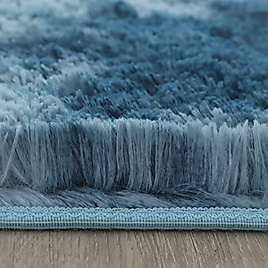 Modern Area Rugs for Bedroom Living Room Ultra Soft Fluffy Throw Carpets for Girls Boys Kids Room Shaggy Fluffy Rugs (2X3Feet, Dark Blue)