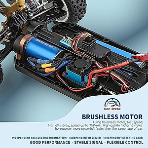 WLtoys 124016(V2) RC Car,Upgraded 3000mah Battery * 3, 75km/h Brushless Remote Control Car, 1:12 Scale Fast RC Cars & 2 Batteries, 4WD All Terrain Off Road RC Truck (WLtoys124017)