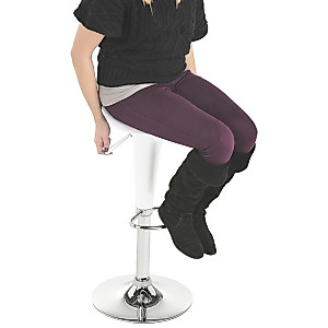 Displays2go Modern Bar Chair, Swiveling, Ergonomic Seat with Adjustable Lift (White ABS Plastic and Chrome)