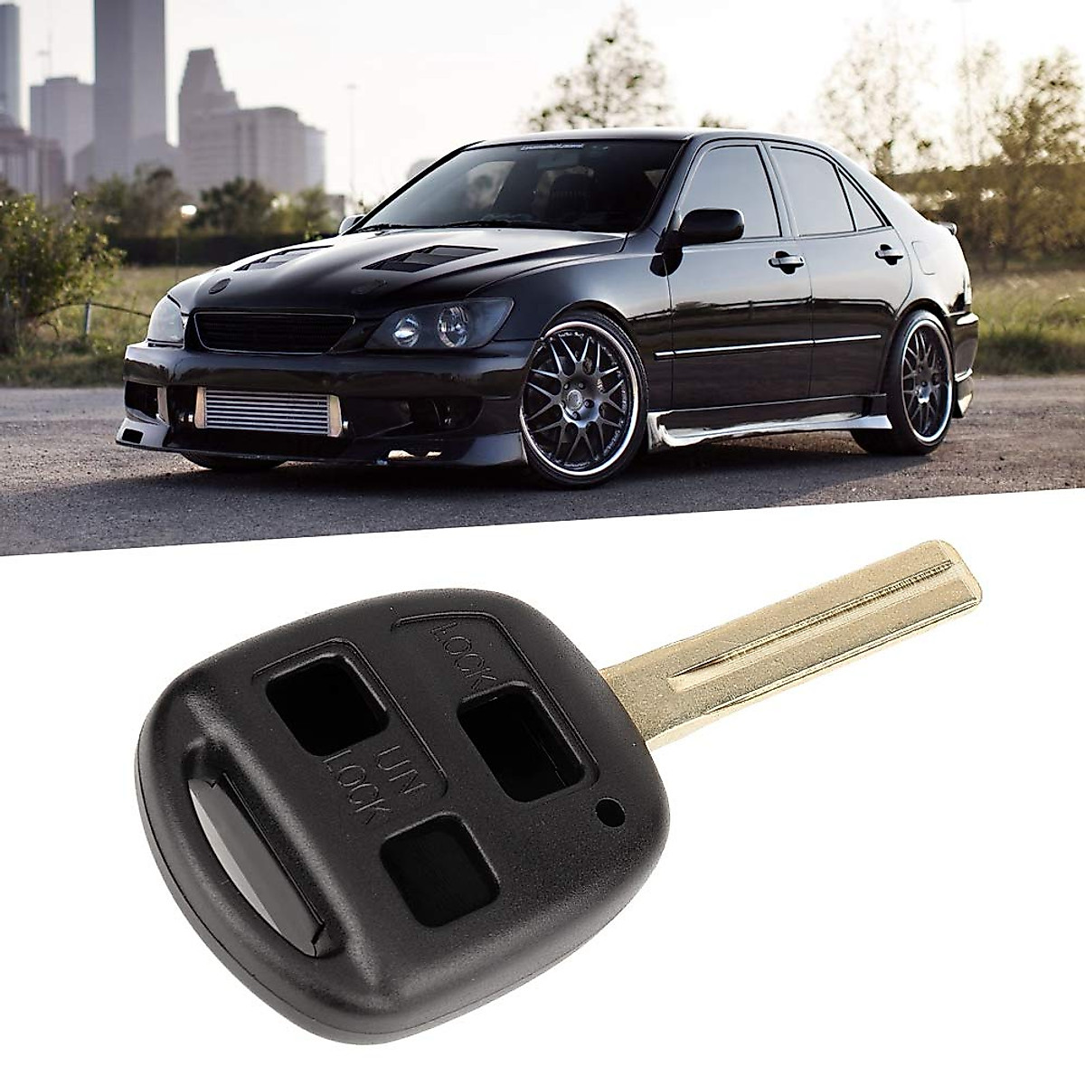 aqxreight Key Case,3 Button Replace Car Remote Control Key Case Shell Black for IS200 GS300 LS200 RX300