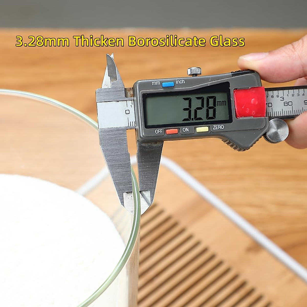 Recceng Glass Flour Containers with Lids Airtight 130 oz, Set of 2 Large Glass Jars for Flour and Sugar Wide Mouth with Wooden Lids, Flour Canister Glass for Baking Jars with Bamboo Lids for Coffee