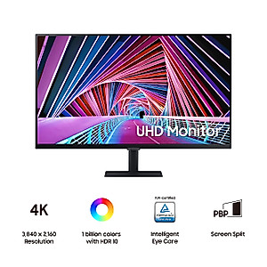 Samsung Business S70A Series 32 Inch 4K UHD 3840x2160 Computer Monitor, VA HDR10, Pivot Stand, DisplayPort, HDMI, Headphone (S32A704NWN) (Renewed)