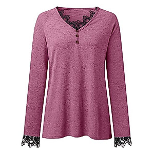 Plus Size Tops for Women Casual Spring Women's Flannel Plaid Jacket Long Sleeve Button Down Chest Pocketed Shirts Coats Shacket Pink