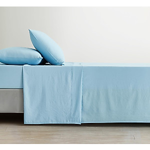 Chezmoi Collection Stone Washed Full Size Sheet Set - 4-Piece Extra Soft Breathable Wrinkle & Fade Resistant 14-Inches Deep Pocket Sheets & Pillowcases Set - Full, Chambray Blue