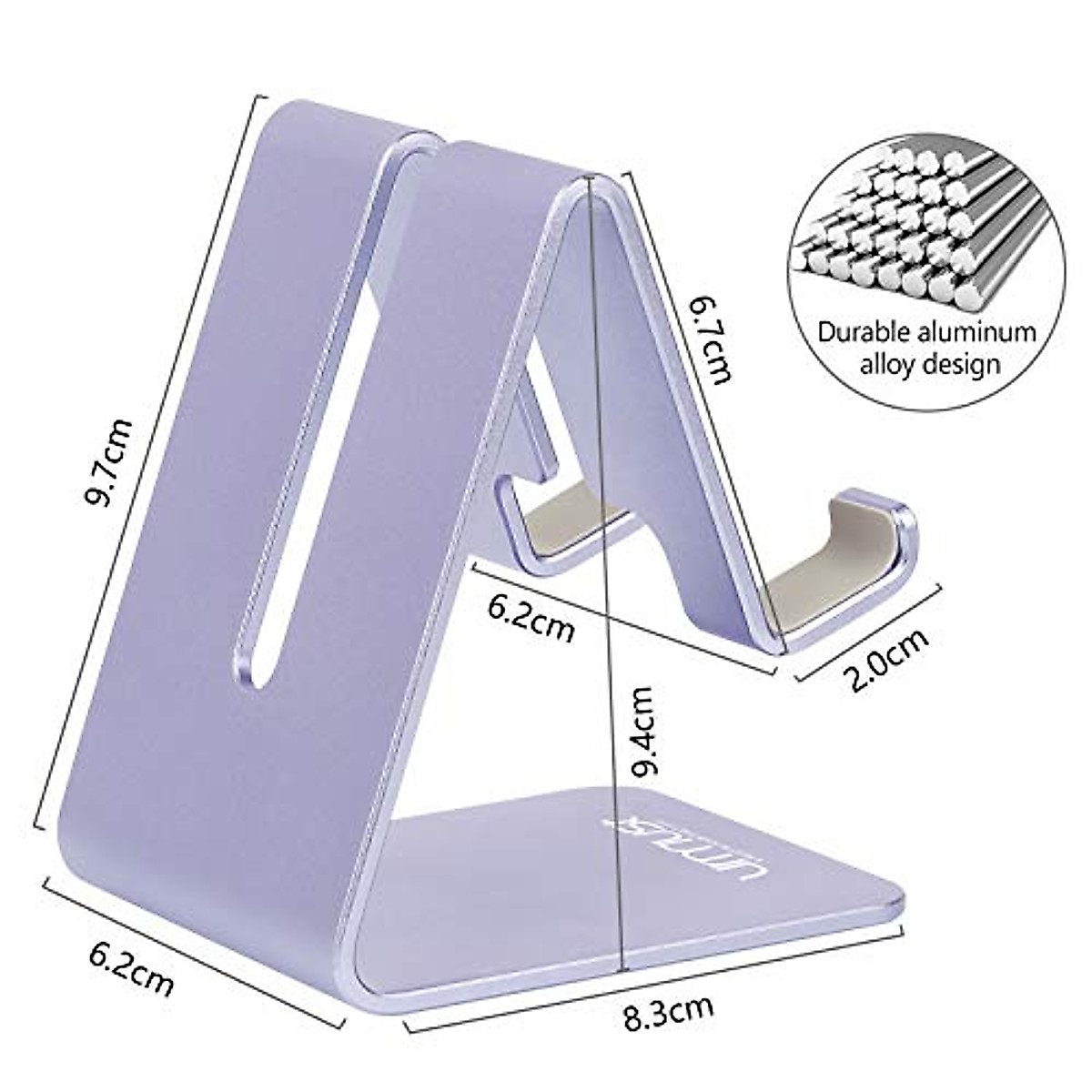Urmust Cell Phone Stand for Desk Phone Holder Dock Cradle Stand for iPhone 14 13 12 11 Pro Max X Xr 8 Plus 7 6, Tablet(4-10in) [2023 Updated Version] Light Purple