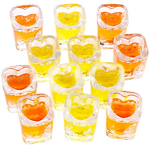 Set of 24 Heart Shot Glasses 1.5 oz Cute Shot Glasses Heart Shaped Clear Shot Glass Bulk Square Shot Glasses Tequila Shots for Women Cocktail Wine Espresso