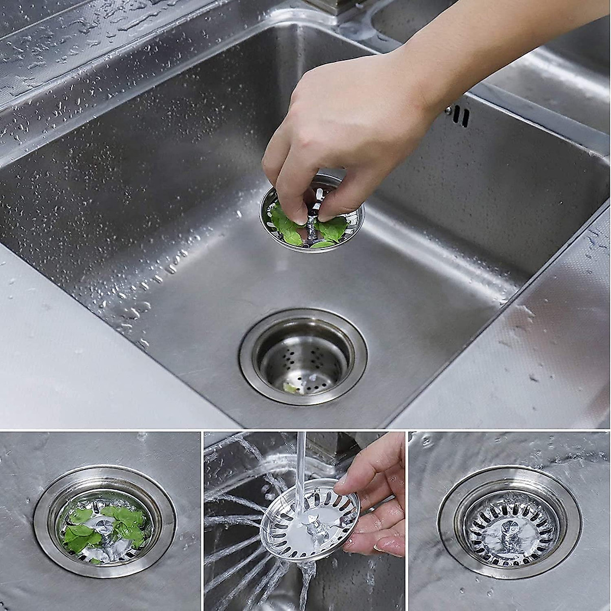 Kitchen Sink Strainer Kitchen Sink Plug, 2 Pack Universal Sink Plugs Bath Plug Strainer Plug, Thickened Stainless Steel Sink Plug Strainer For Kitchen Bathroom Home Office Hotel, Diameter 80Mm