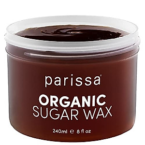 Parissa Legs & Body Organic Sugar Wax for Sensitive Skin, 100% Natural, Gentle & Washable Formula at Home Waxing Kit, Green, 8 Fl Oz