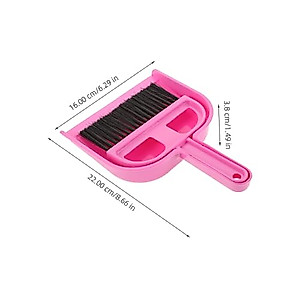 CONGARTENO 1 Set Pet Cleaning Tool Push Broom Brooms Dustpan Hamster Poop Scooper Starter Block Mini Broom Lint Dust Pan and Hand Broom Floor Squeegee Broom Handle Pig Dog Rosy Plastic