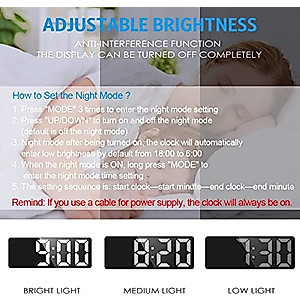 Digital Alarm Clock, [Upgraded Version] LED Clock for Bedroom, Electronic Desktop Clock with Temperature Display, Adjustable Brightness, Voice Control, 12/24H Display for Home, Bedroom, Office