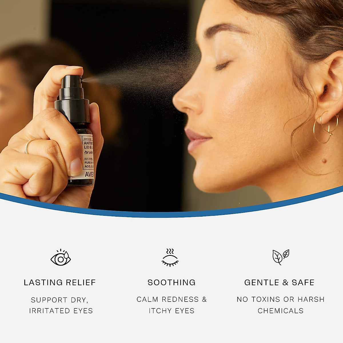 Avenova Eyelid and Eyelash Cleanser Spray with 30 Dry Wipes - Gentle Everyday Hypochlorous Acid Lid and Lash Cleansing Spray for Clearer and Healthier Eyes, 20mL