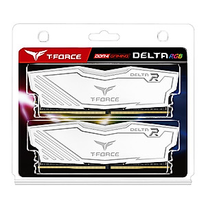TEAMGROUP T-Force Delta RGB DDR4 16GB (2x8GB) 3600MHz (PC4-28800) CL18 Desktop Gaming Memory Module Ram TF4D416G3600HC18JDC01 - White