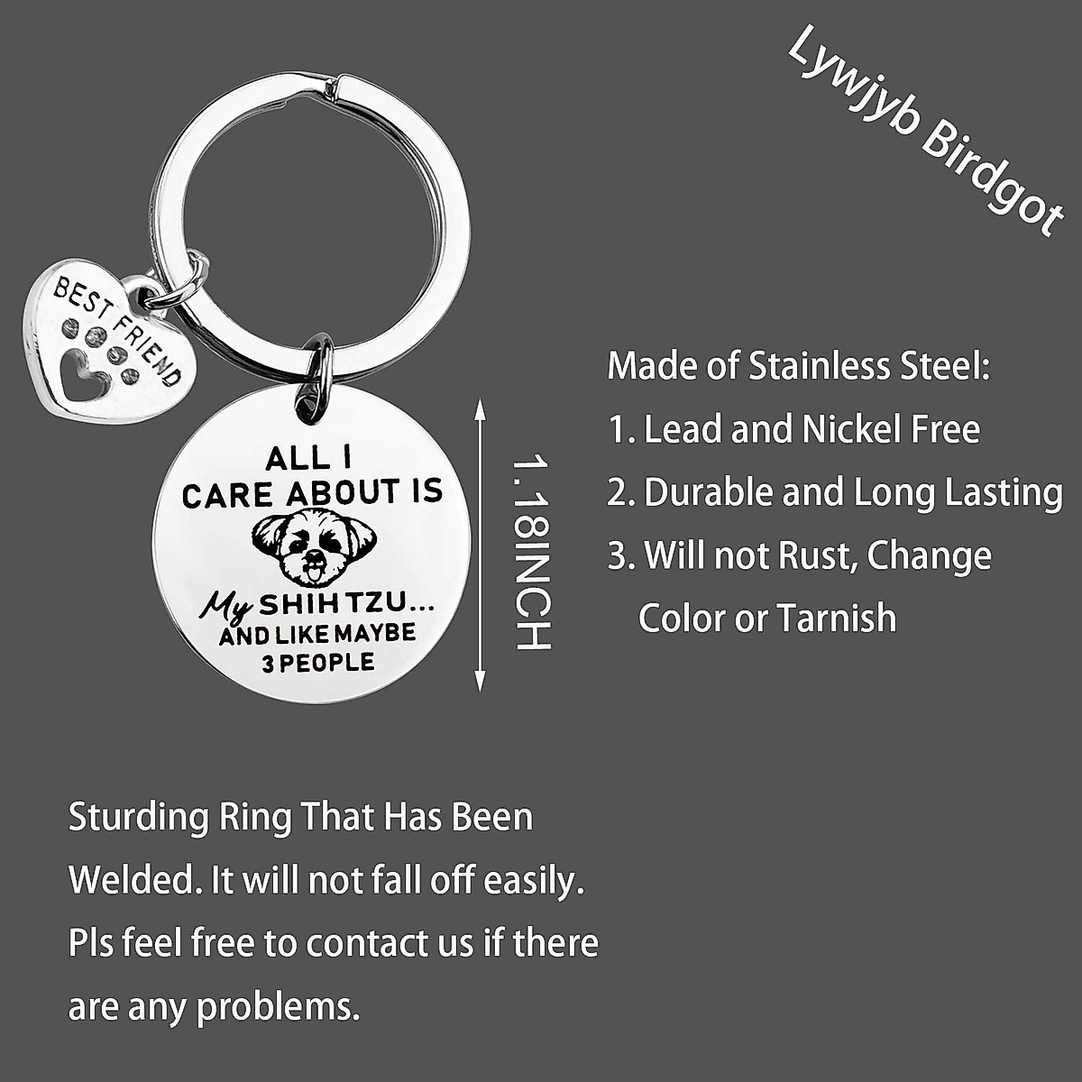 Lywjyb Birdgot Dog Owner Gift Shih Tzu Dog Keychain Dog Mom Gift Shih Tzu Lovers Jewelry Pet Dog Gift Funny Sarcastic Dog Gift (Shih Tzu ky)