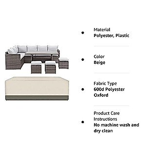 Wisteria Lane Outdoor Furniture Cover Waterproof, Heavy Duty & Waterproof Patio Furniture Cover, Rectangular Outdoor Sectional Cover, 108 X 82 X 28 inches, Beige