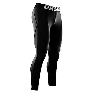 DRSKIN Compression Cool Dry Sports Tights Pants Baselayer Running Leggings Yoga Rashguard Men (M, Black)