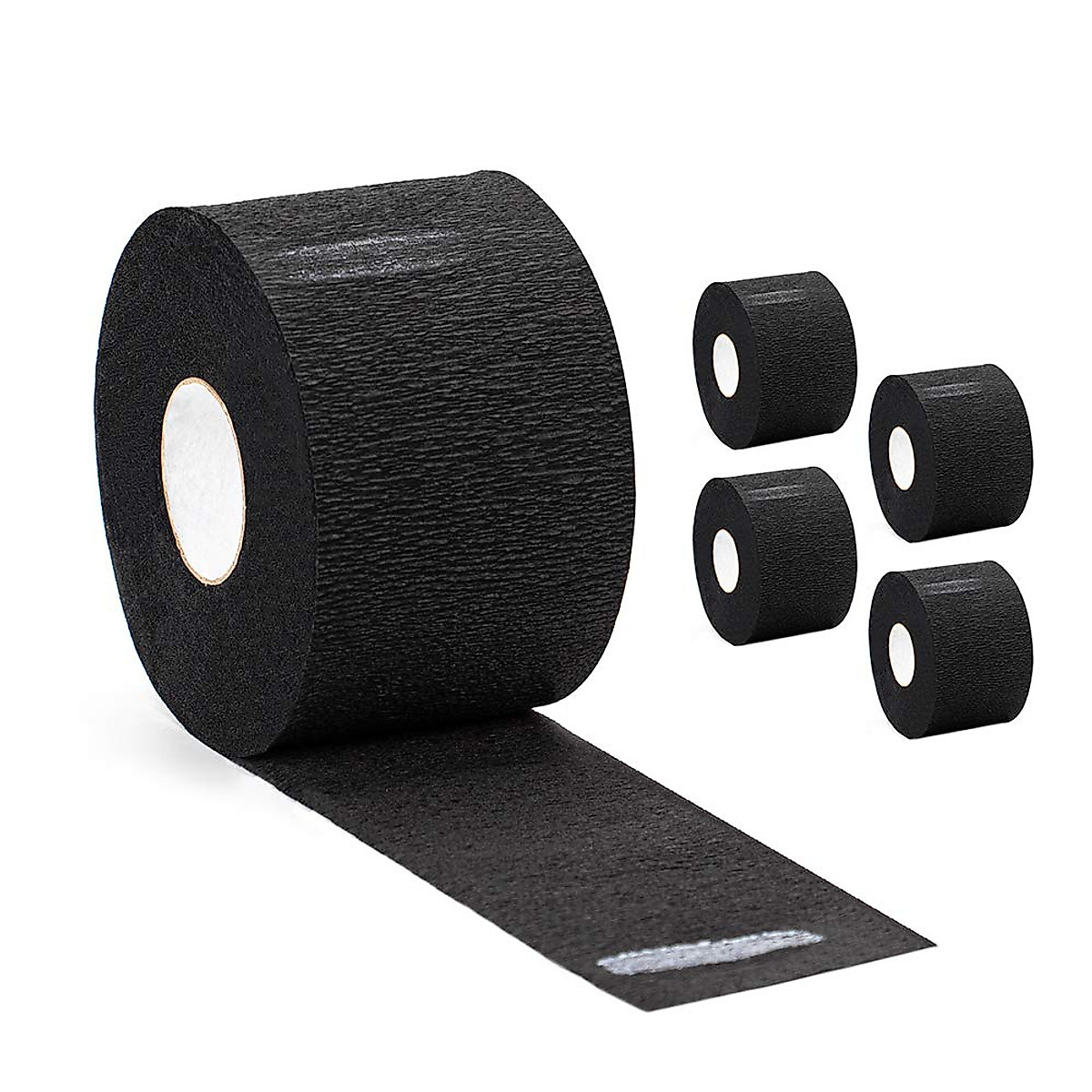 Disposable Paper Barber Neck Strips - 5 Rolls 500 Strips Black Professional Stretchy Paper Neck Band for Salon Haircut Styling